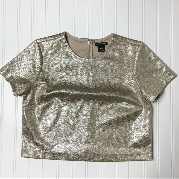 Club Monaco | Tops | Club Monaco Metallic Gold Crop Top | Poshmark